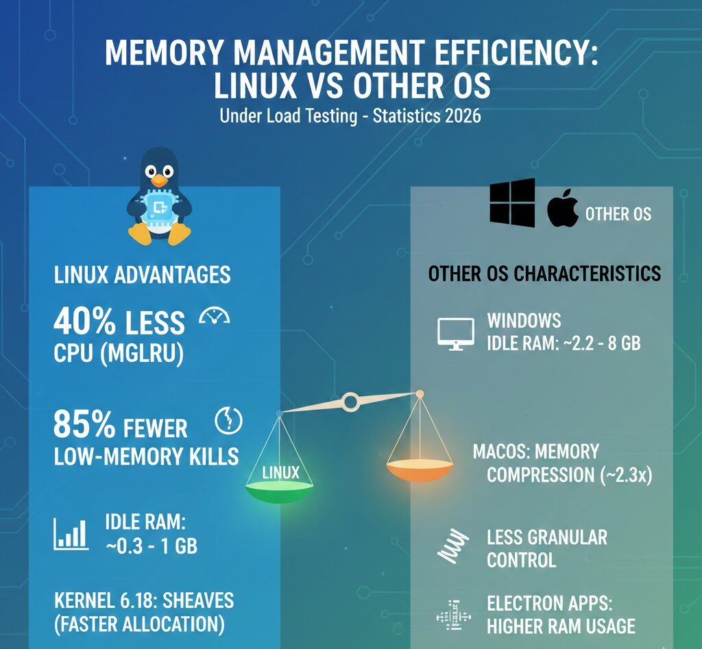 Linux vs Other OS: Memory Management Efficiency Statistics 2026