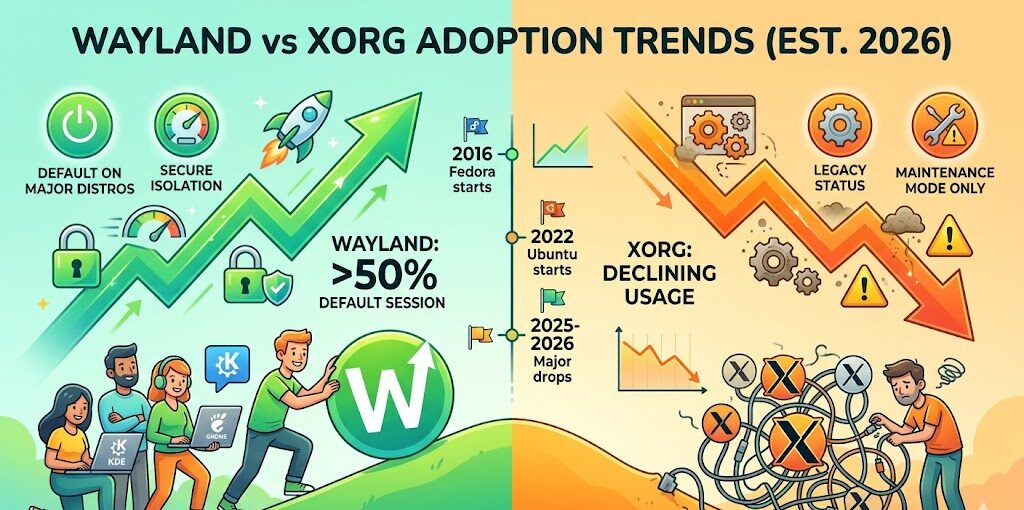Wayland vs Xorg Adoption Trends Statistics 2026